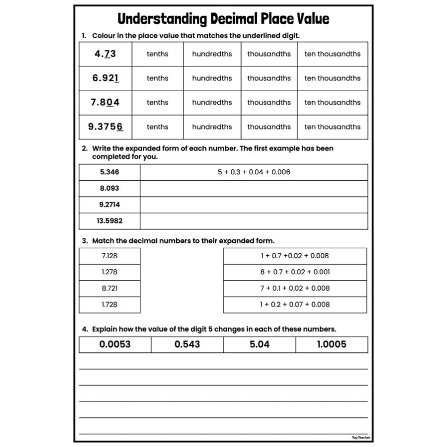 Understanding Decimal Place Value: Tenths, Hundredths & Thousandths ...