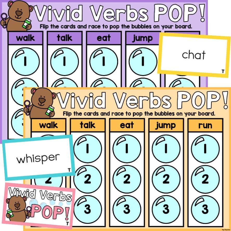 Vivid Verbs Pop Game - Top Teacher