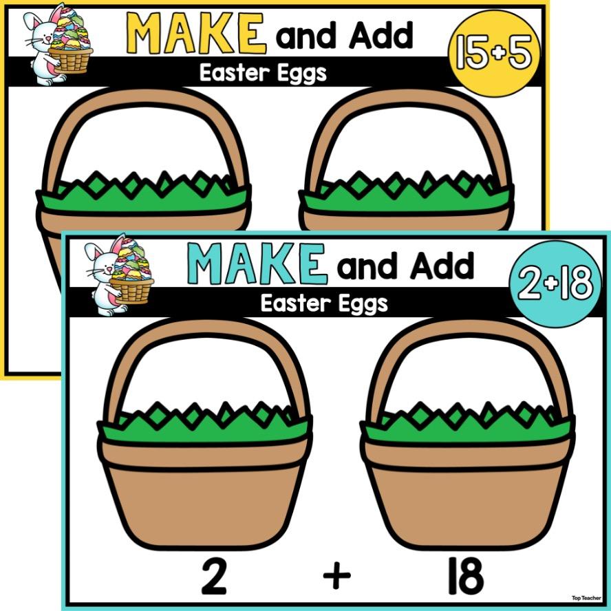 Make & Add to 20 Play Dough Mats: Easter Eggs - Top Teacher