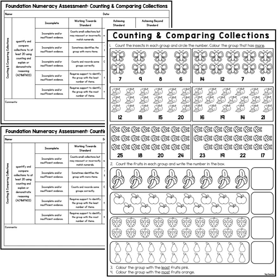 Counting & Comparing Collections Numeracy Assessment: Foundation - Top ...