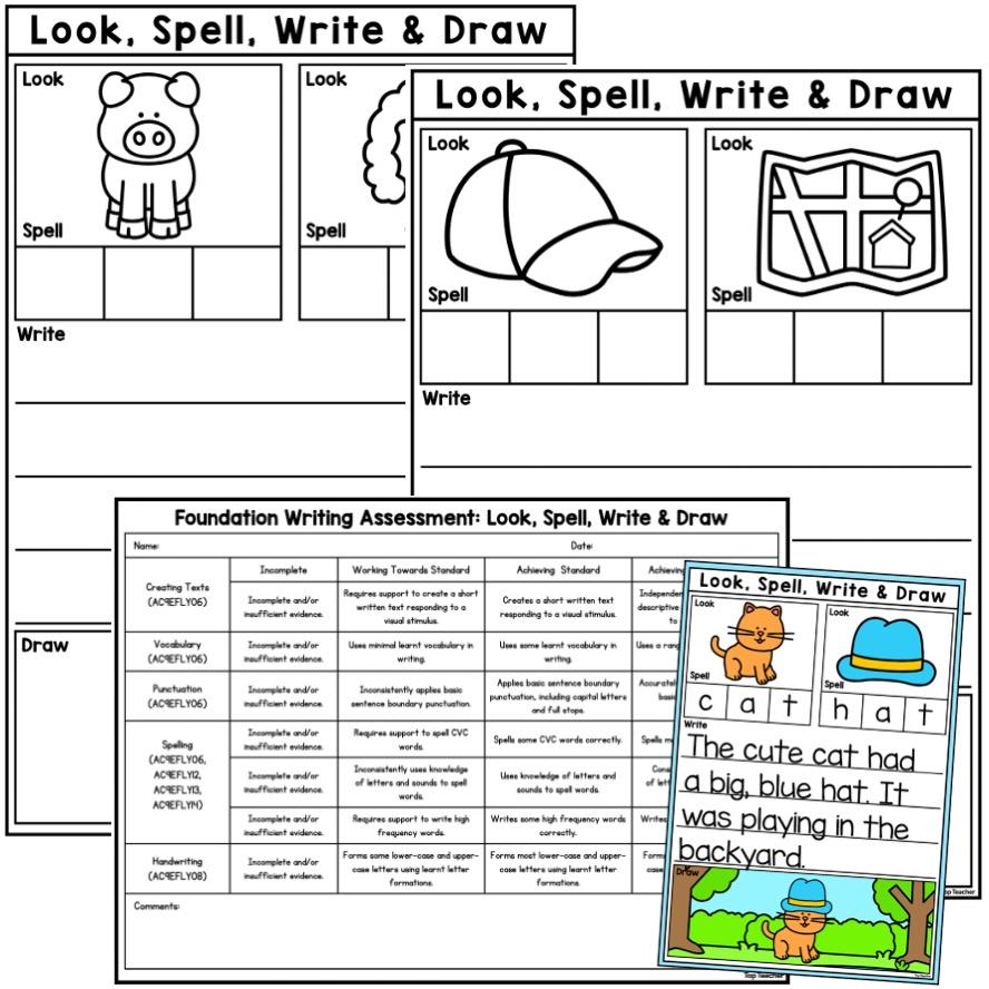 Look, Spell, Write & Draw Writing Assessment: Foundation - Top Teacher
