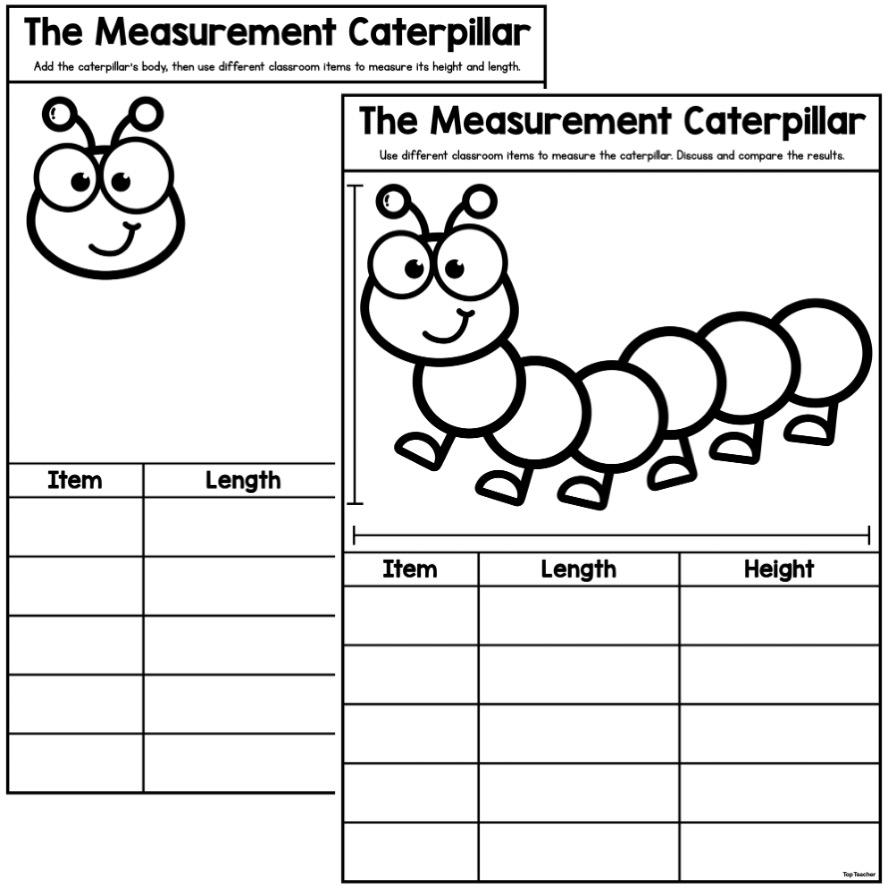 The Measurement Caterpillar: Informal Units of Measure Worksheets - Top ...