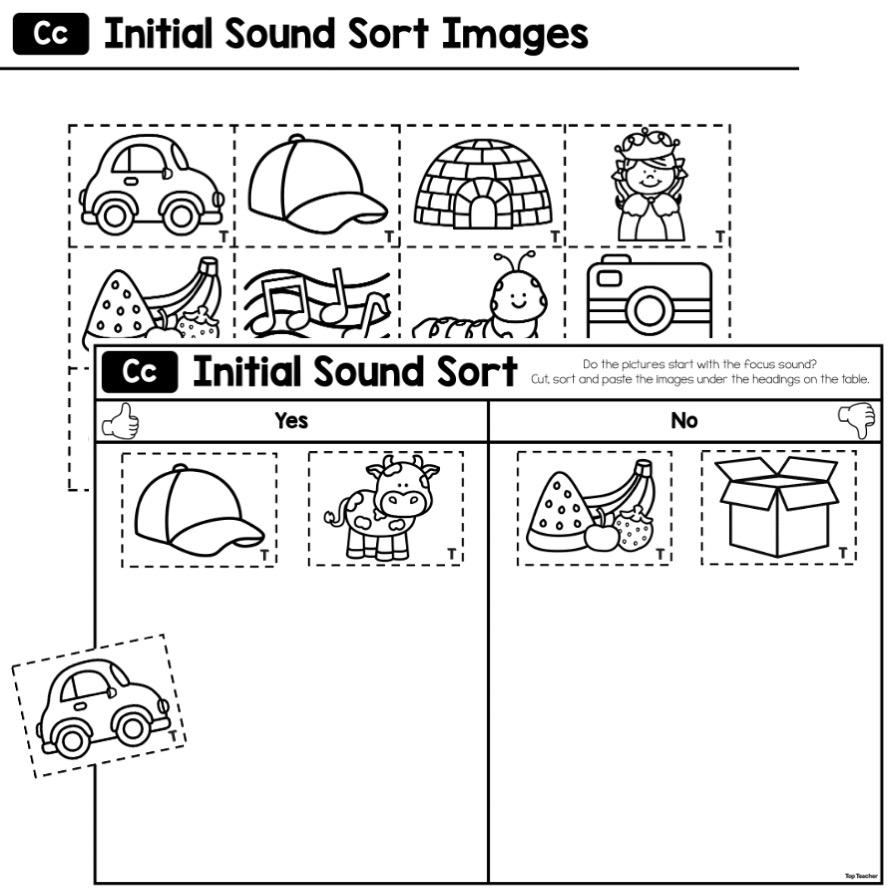 Initial Sound Sort Activity Letter C Top Teacher