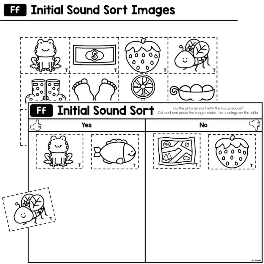 Initial Sound Sort Activity: Letter F - Top Teacher