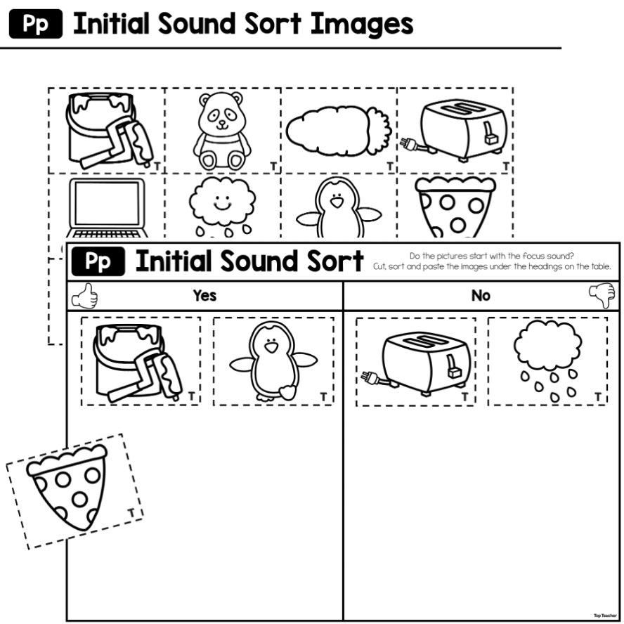 Initial Sound Sort Activity: Letter P - Top Teacher