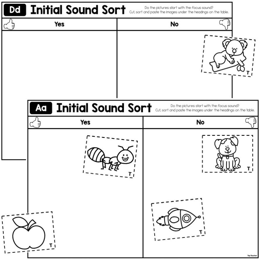 Initial Sound Sort Activity PACKAGE - Top Teacher
