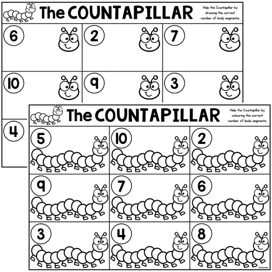 The Countapillar Worksheets (1-10) - Top Teacher