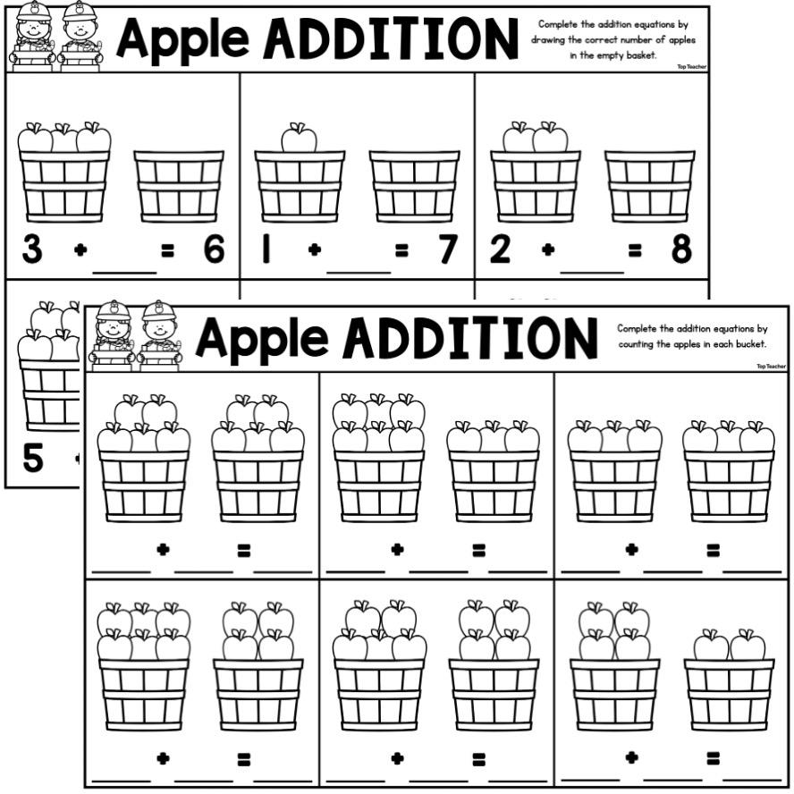 Apple Addition Worksheets - Top Teacher