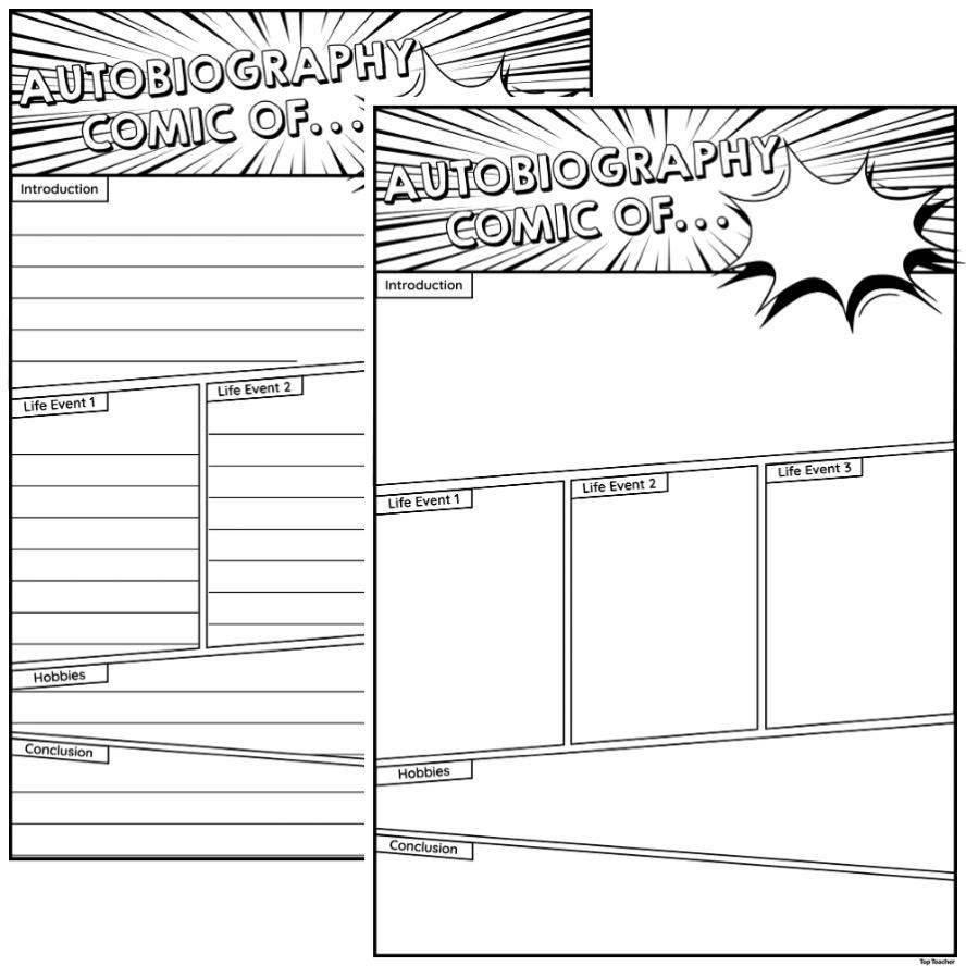Autobiography Comic Of Worksheets - Top Teacher