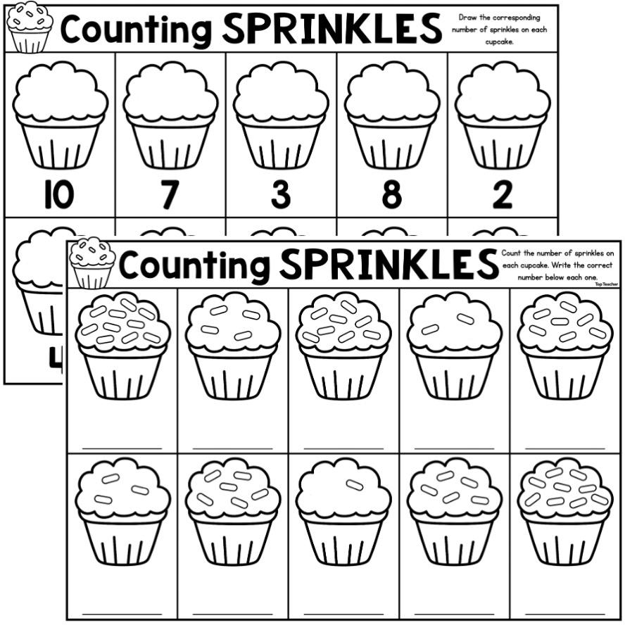 Counting Sprinkles (1-10) Worksheets - Top Teacher