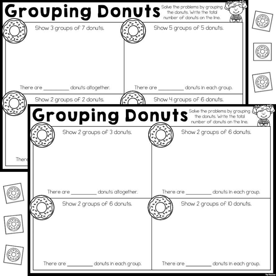Grouping Donuts: Multiplication Worksheets - Top Teacher