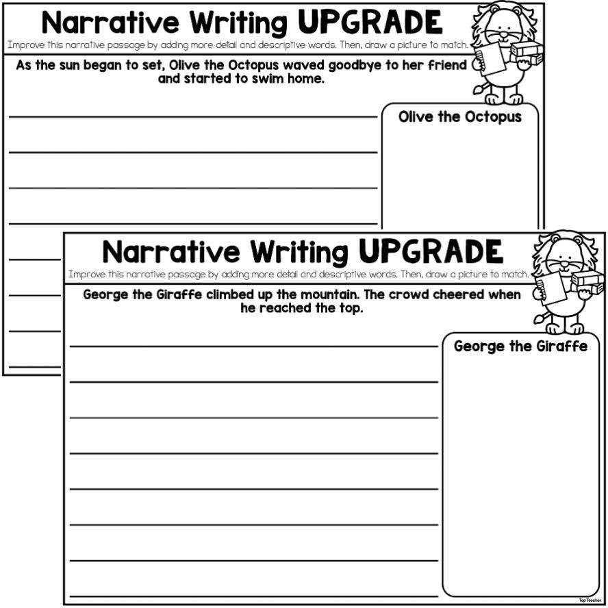 Narrative Writing Upgrade Worksheets - Top Teacher