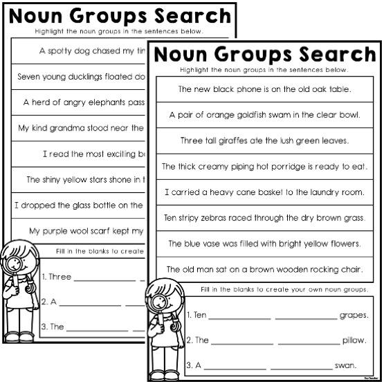 Noun Group Search Worksheets - Top Teacher