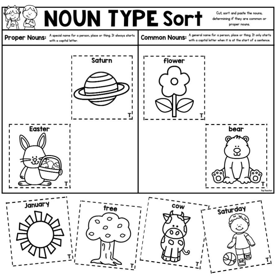 Noun Type Sort Worksheet - Top Teacher