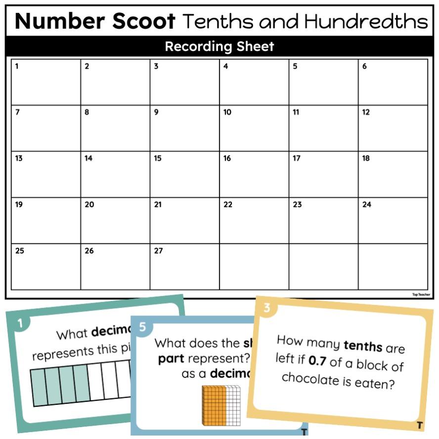 Tenths and Hundredths Scoot: Place Value Activity - Top Teacher