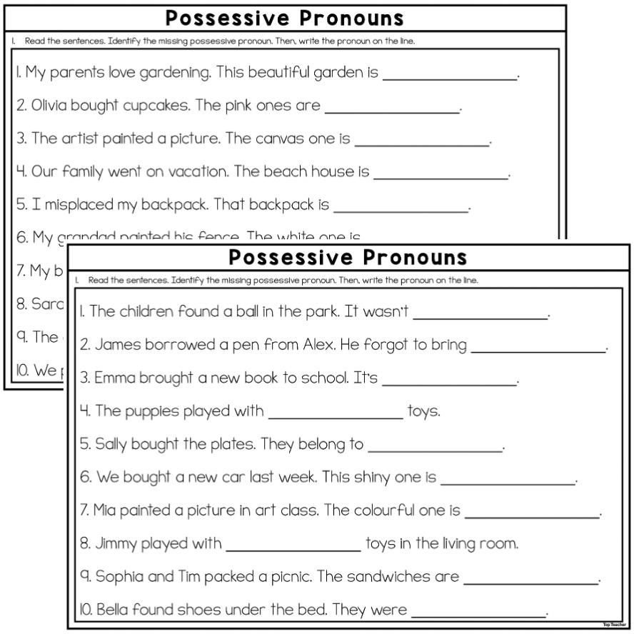 Possessives Worksheets