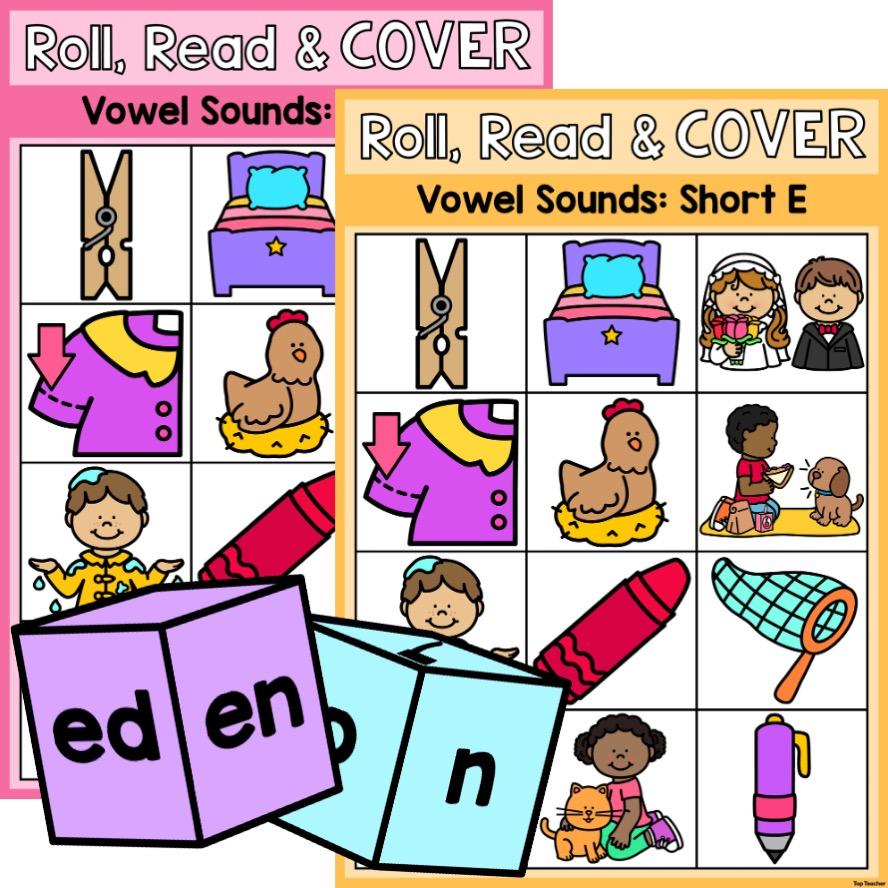 Roll, Read & Cover: Short E - Top Teacher