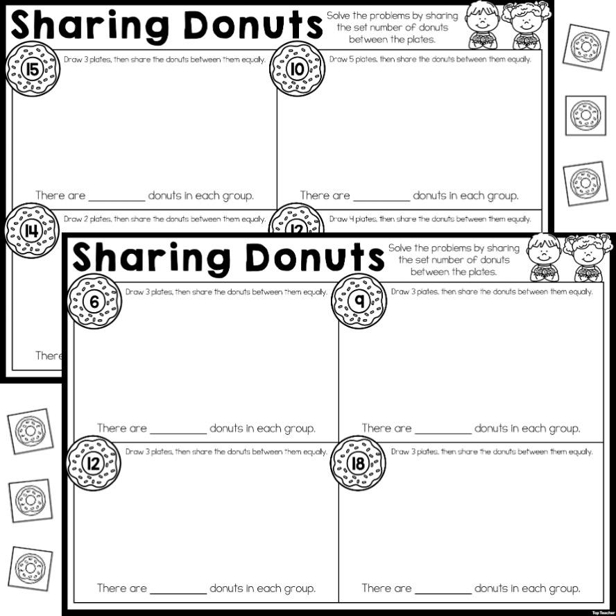 Sharing Donuts: Division Worksheets - Top Teacher
