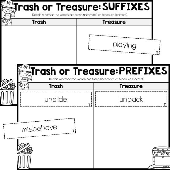 Trash or Treasure: Prefixes & Suffixes - Top Teacher