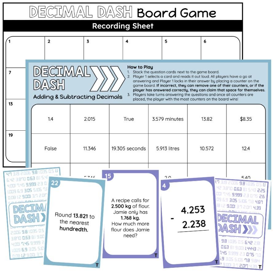 Decimal Dash Game: Adding & Subtracting Decimals - Top Teacher
