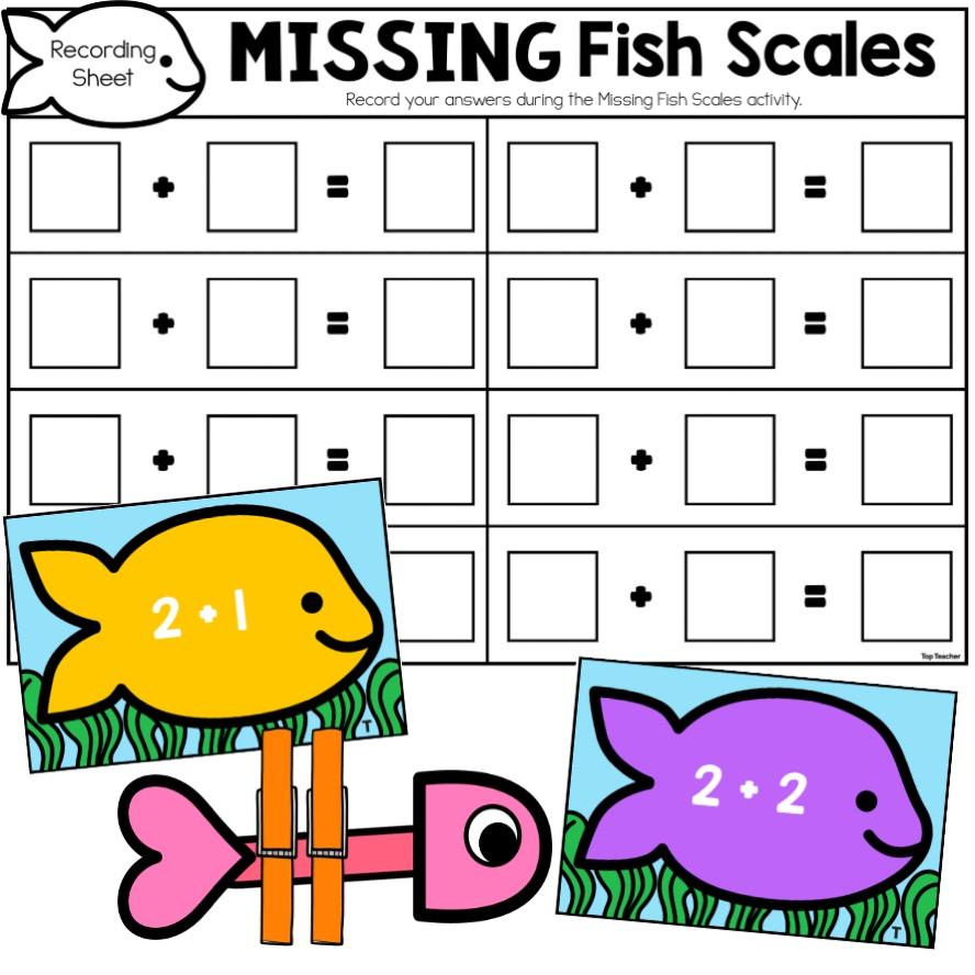 Fish Scales Addition 1-5 Activity - Top Teacher