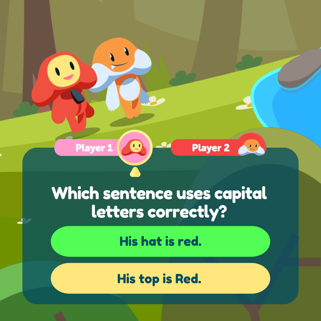 Which sentence uses capital letters correctly? LET'S HIKE - Top Teacher