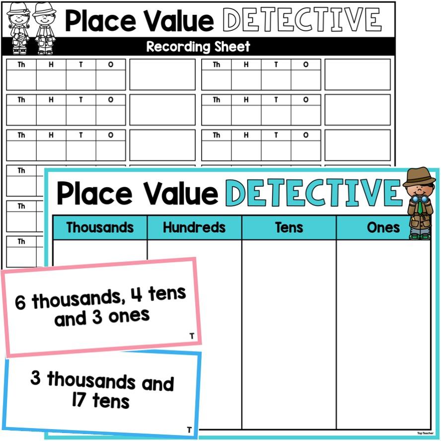 Place Value Detective: Identifying 3 & 4 Digit Numbers Activity - Top ...