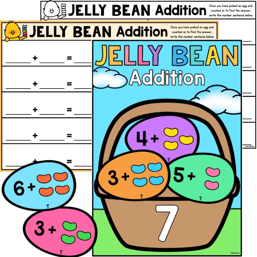 Easter Jelly Bean Addition to 10 Activity - Top Teacher