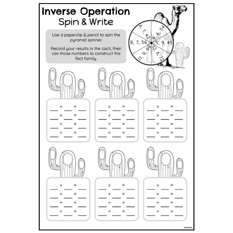 Inverse Operations: Multiplication & Division Activity - Top Teacher