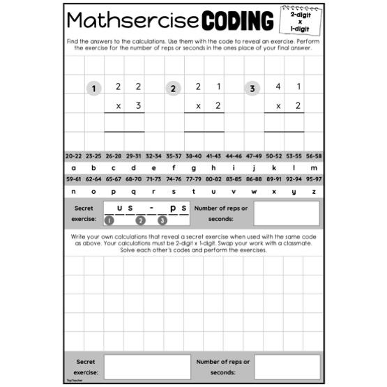 Mathsercise Coding: Two-Digit By One-Digit Multiplication Worksheets ...