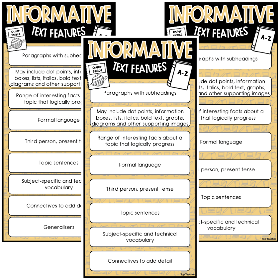 Informative Text Features Bookmarks - Top Teacher