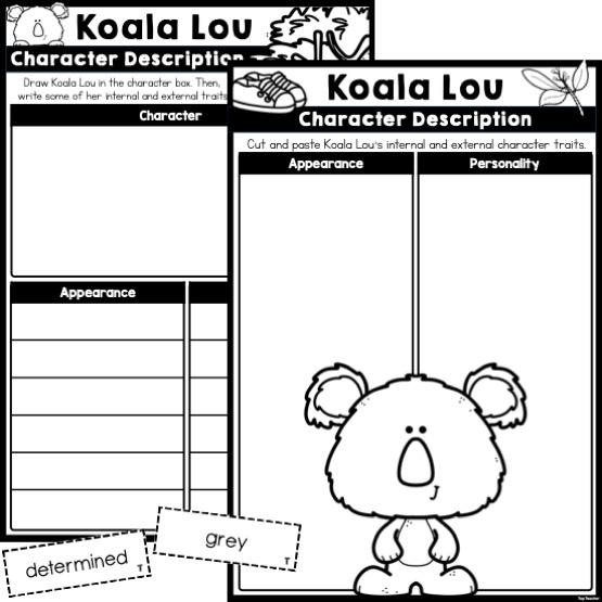 Koala Lou: Character Description Worksheets - Top Teacher