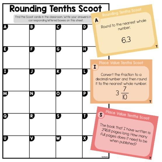 Rounding Tenths Scoot: Rounding Decimals Game - Top Teacher