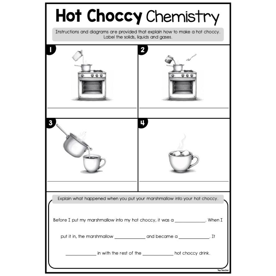 Hot Chocolate Chemistry: Chemical Sciences Worksheets - Top Teacher