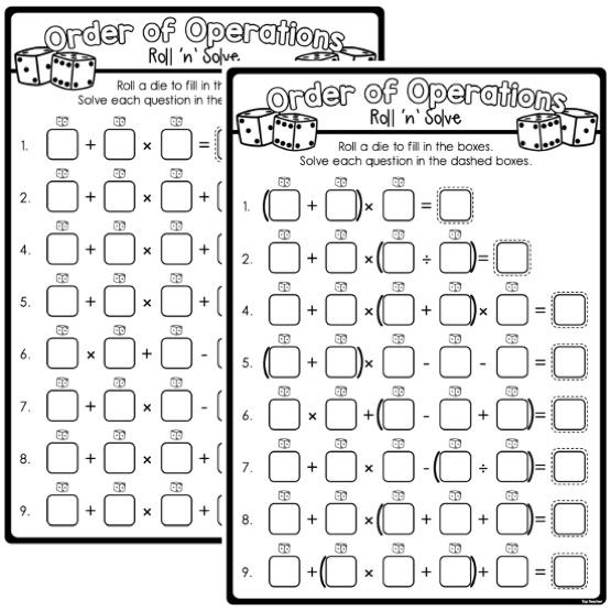 Order of Operations: Roll & Solve Activity - Top Teacher