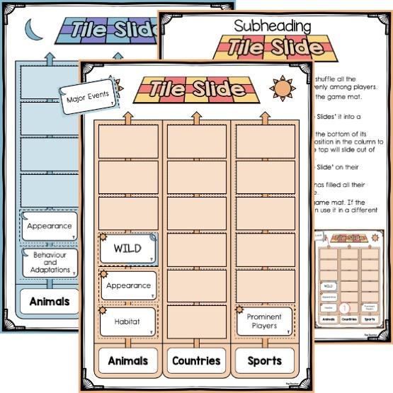 Subheadings in Information Reports: Tile Slide Game - Top Teacher