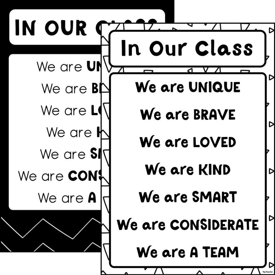 In Our Class Poster Monochrome - Top Teacher