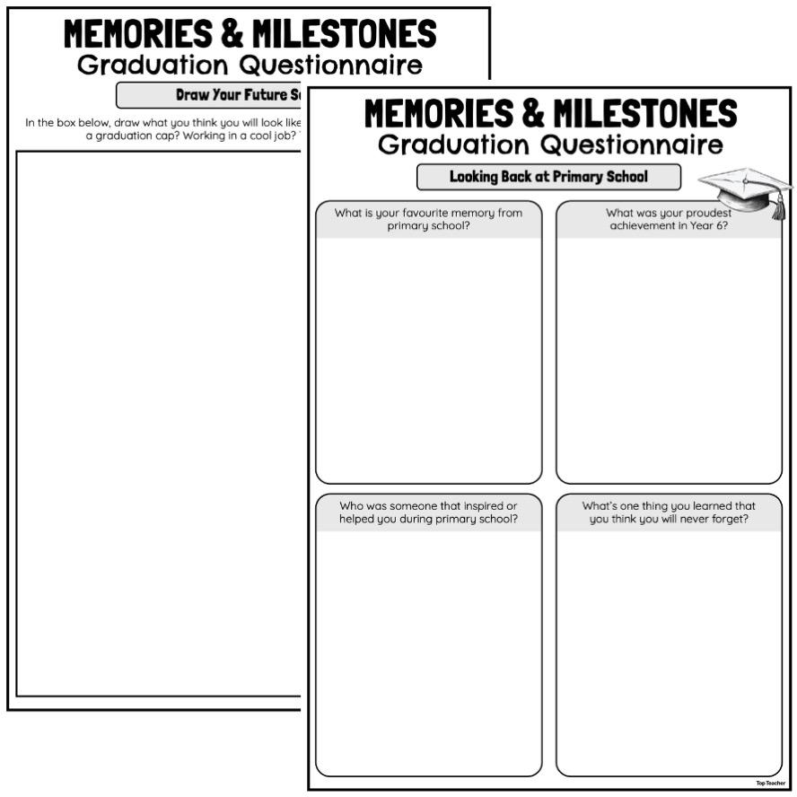 Memories & Milestones Graduation Questionnaire - Top Teacher