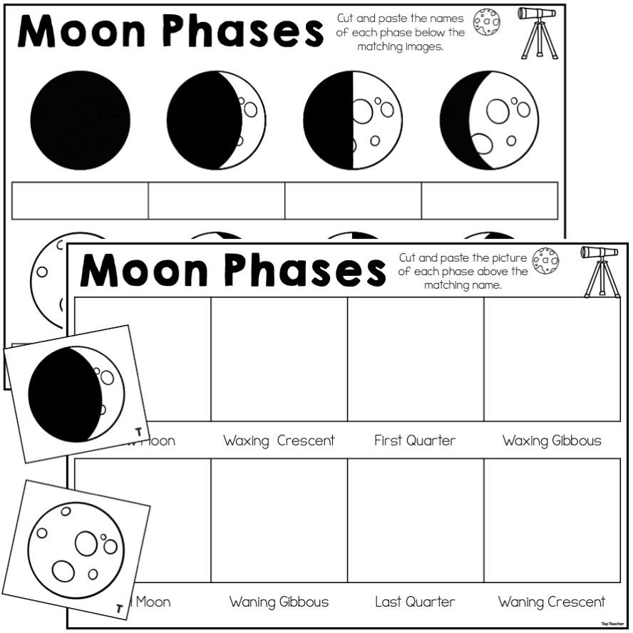 Moon Phases: Earth & Space Sciences Worksheets - Top Teacher