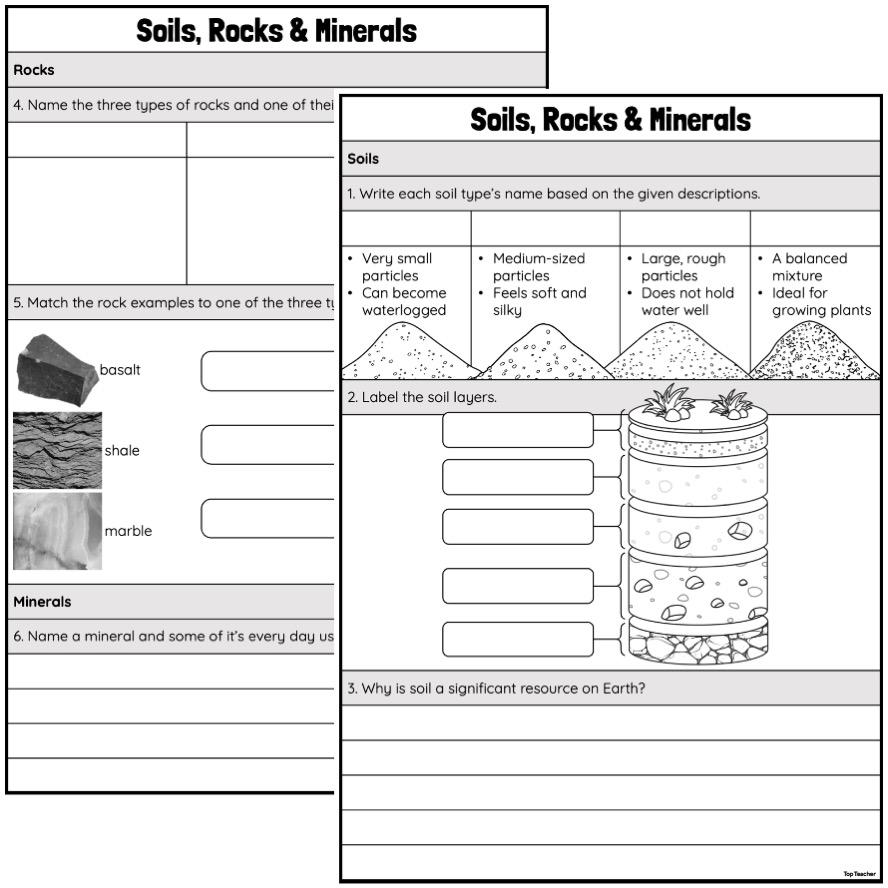 Rocks And Minerals Worksheets 6th Grade Mineral Identification