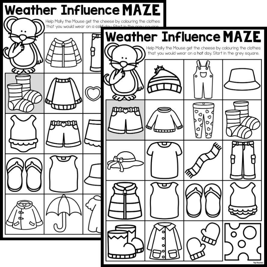 Weather Influence Maze: Earth & Space Sciences Worksheet - Top Teacher