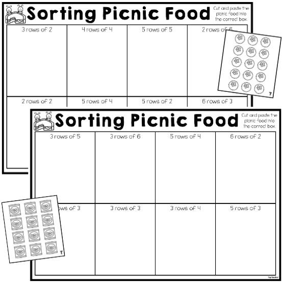 Sorting Picnic Food: Multiplication Array Worksheets - Top Teacher