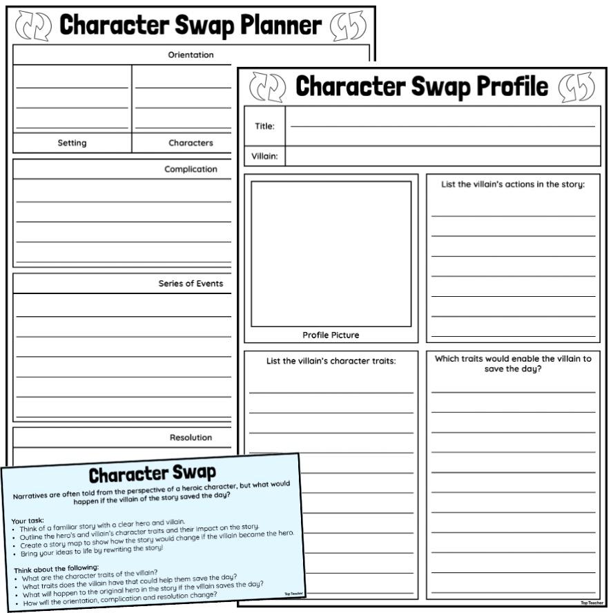 Character Swap: Narrative Writing Activity - Top Teacher