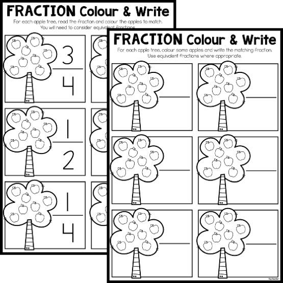 Fractions Colour & Write: Apple Trees - Top Teacher