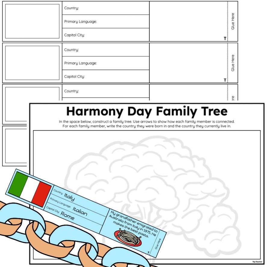 Harmony Day: Family Tree & Cultural Paper Chain Activity - Top Teacher