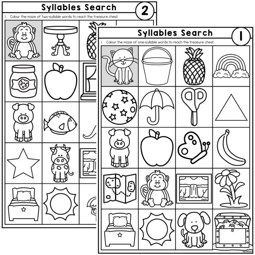 Syllables Search: Counting Syllables Worksheets - Top Teacher