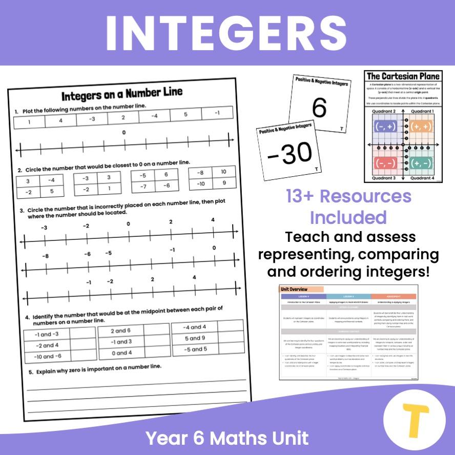 Year 6 Maths Unit: Integers - Top Teacher