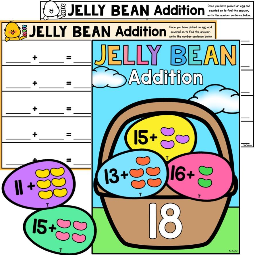 Easter Jelly Bean Addition to 20 Activity - Top Teacher