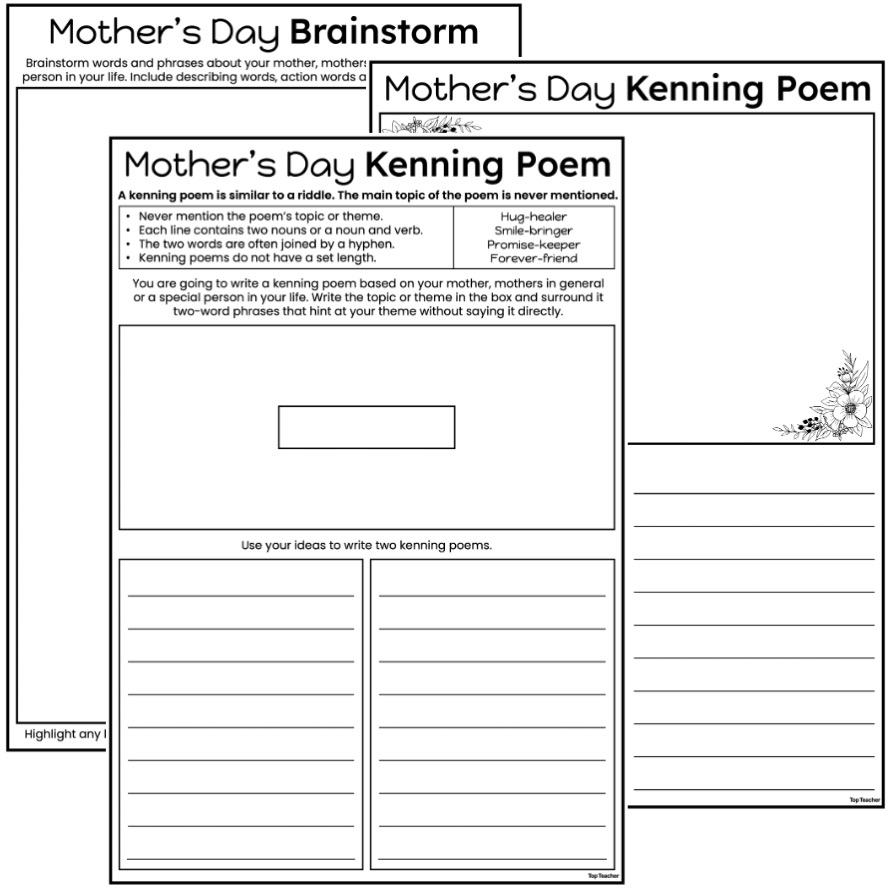 Mother’s Day: Kenning Poem Templates - Top Teacher