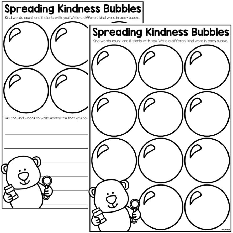 Spreading Kindness Bubbles: The Power of Words Worksheets - Top Teacher